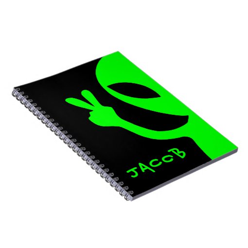Green and Black Personalized Alien Notebook | Zazzle