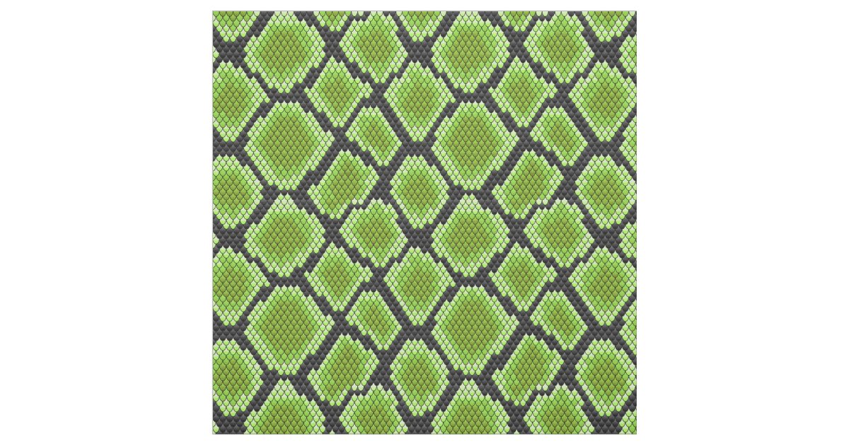 Green and Black Snakeskin Fabric | Zazzle