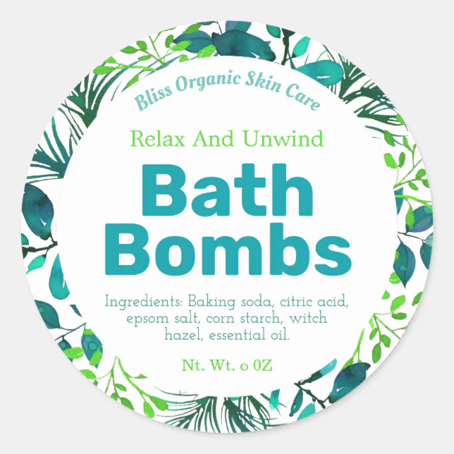 Green And Blue Bath Bomb Labels | Zazzle