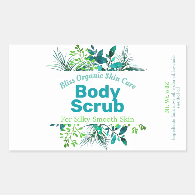 Green And Blue Body Scrub Labels | Zazzle