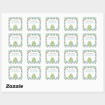 Green and Blue Owl bookplates for children | Zazzle