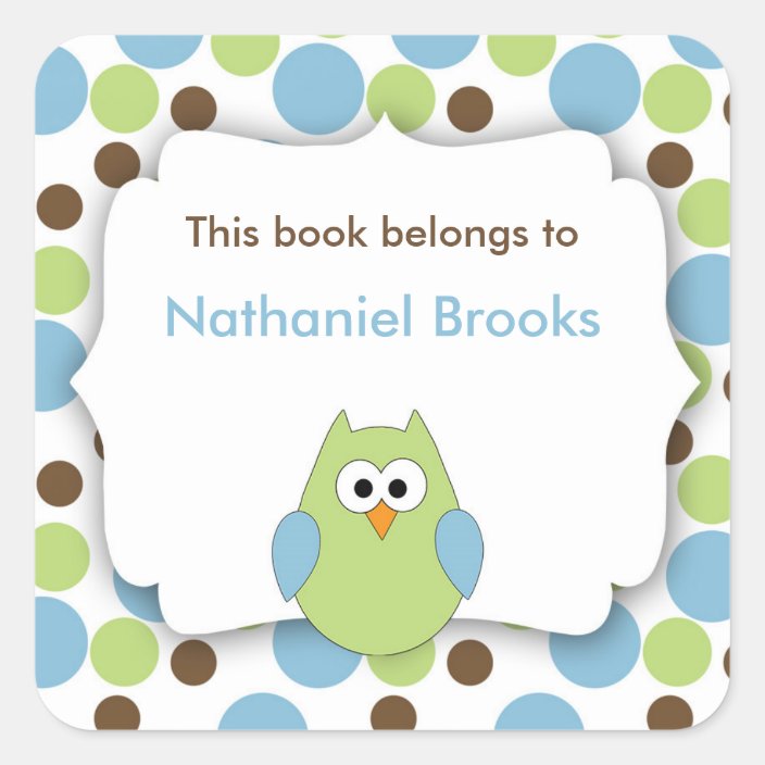 Green and Blue Owl bookplates for children | Zazzle.com