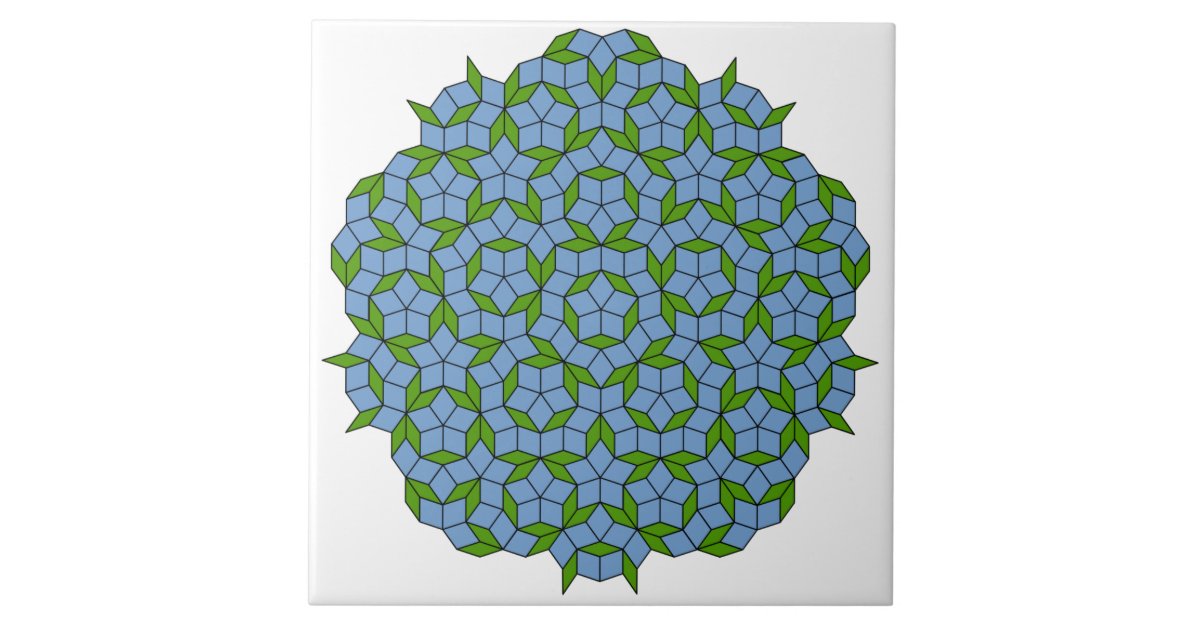 Green and Blue Penrose Rhombus Pattern Ceramic Tile | Zazzle