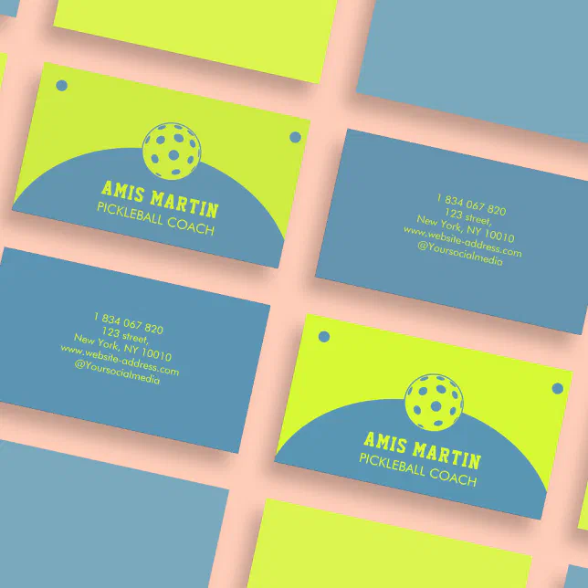 Green And Blue Pickleball Instructor Business Card | Zazzle