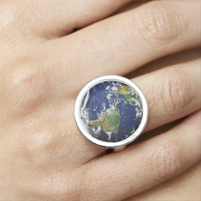 Green and blue planet Earth Ring | Zazzle