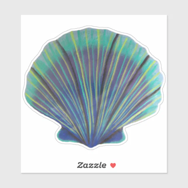 Green and Blue Scallop Shell Sticker | Zazzle