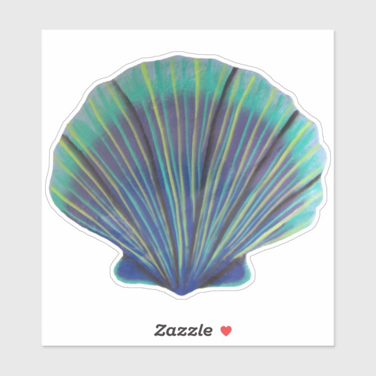 Green and Blue Scallop Shell Sticker | Zazzle