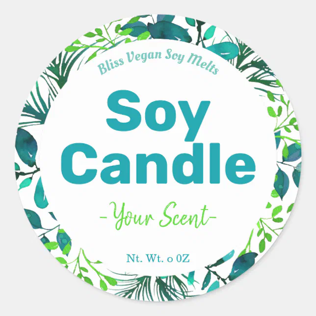 Green And Blue Soy Candle Labels | Zazzle