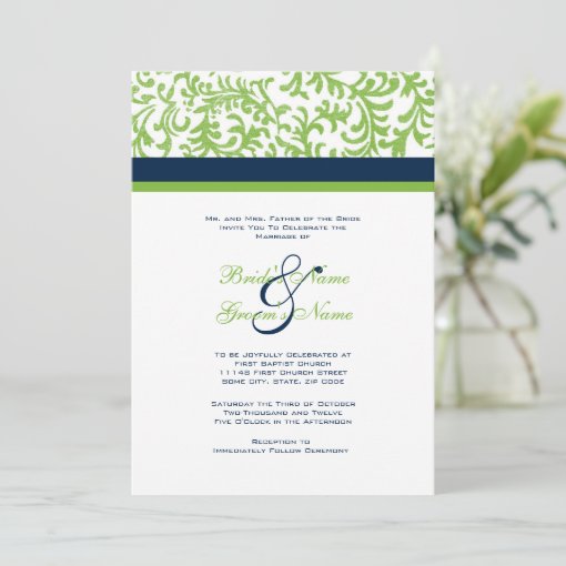 Green and Blue Wedding Invitation | Zazzle
