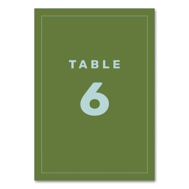 Green and Blue Wes Anderson Inspired Table Number | Zazzle