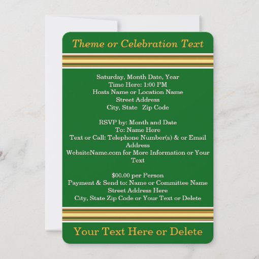 Green and Gold 50 Year Class Reunion Invitations | Zazzle