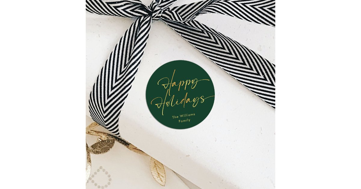 Green and Gold Christmas Classic Round Sticker | Zazzle