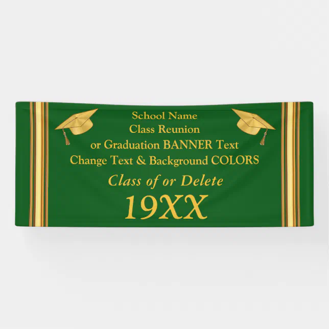 Green and Gold Class Reunion Banner or Graduation | Zazzle
