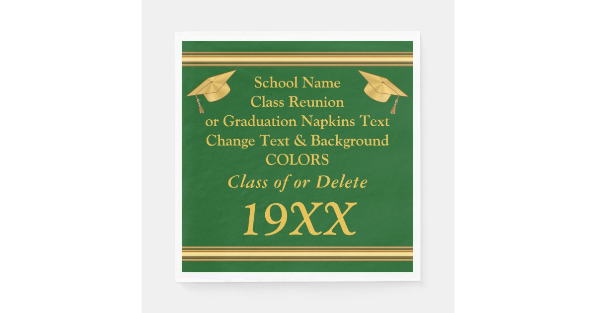 Green and Gold Class Reunion Napkins or Your Color | Zazzle