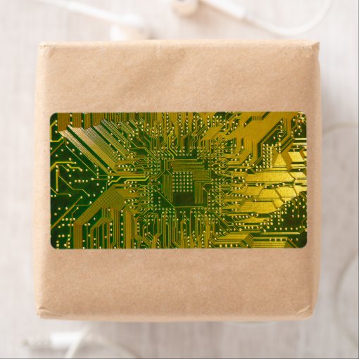 Green and Gold Electronic Computer Circuit Board Label | Zazzle