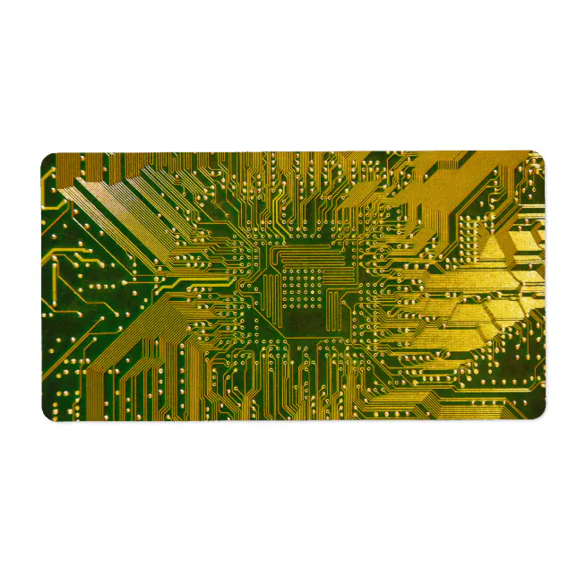 Green and Gold Electronic Computer Circuit Board Label | Zazzle
