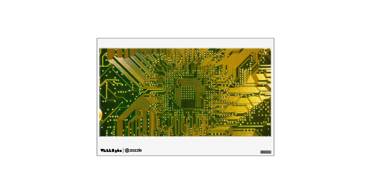 Green and Gold Electronic Computer Circuit Board Wall Decal | Zazzle