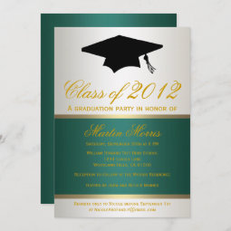 Green and Gold Graduation Invitation | Zazzle