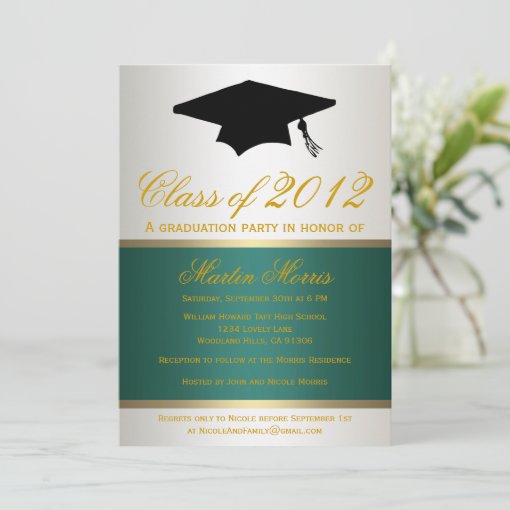 Green and Gold Graduation Invitation | Zazzle