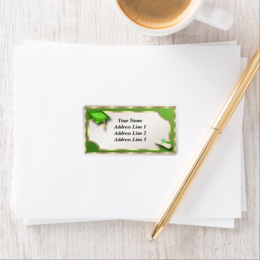 Green and Gold Grauation Address Labels | Zazzle
