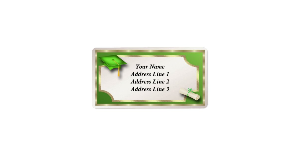 Green and Gold Grauation Address Labels | Zazzle