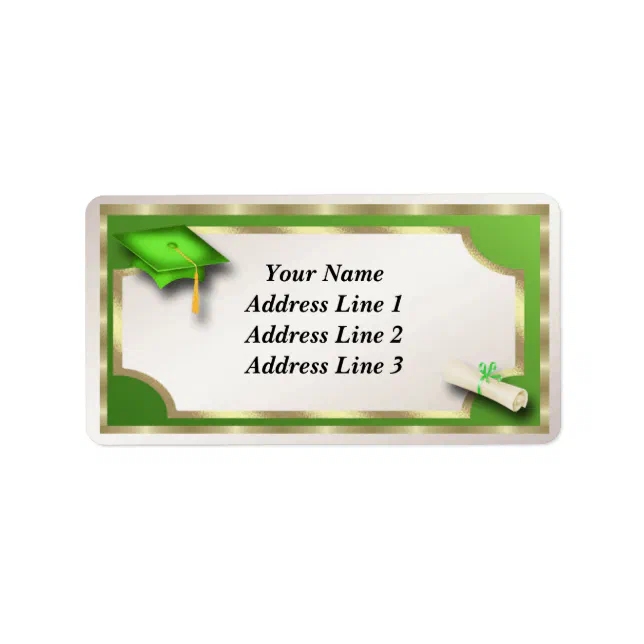 Green and Gold Grauation Address Labels | Zazzle