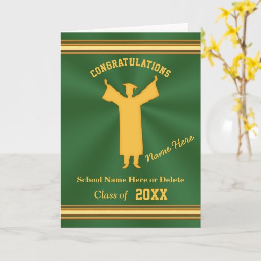 Green and Gold High School Graduation Cards | Zazzle