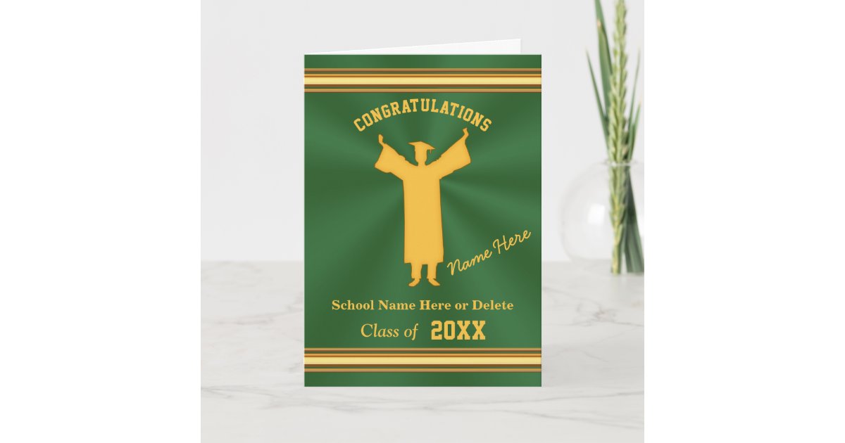 Green and Gold High School Graduation Cards | Zazzle
