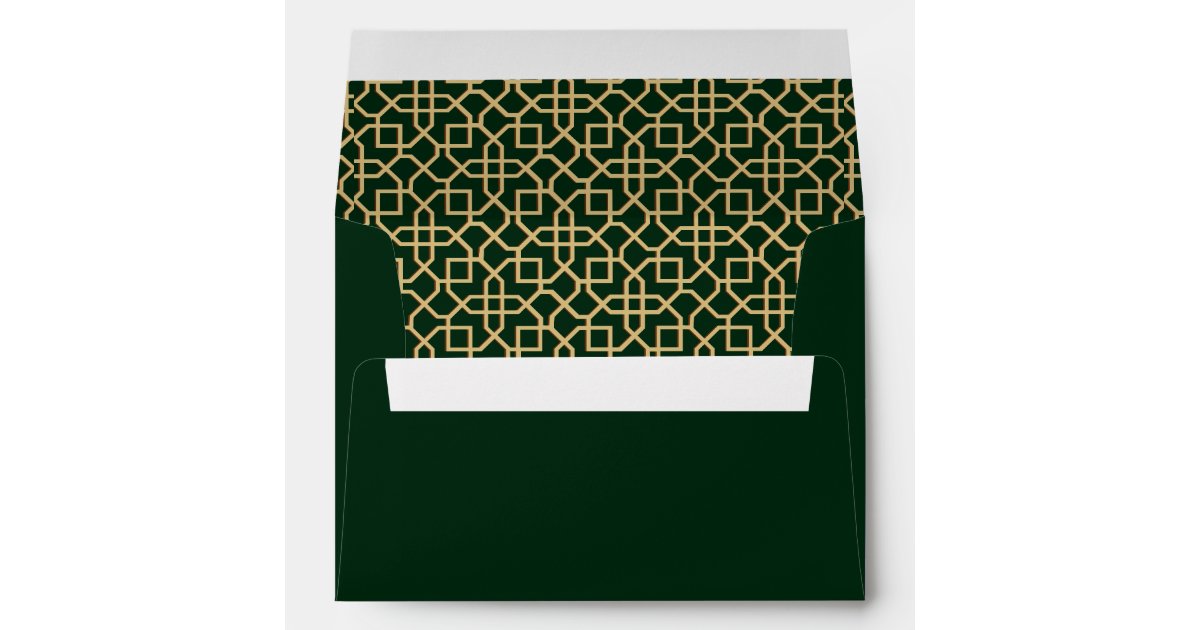 Green and Gold Islamic Pattern Envelope | Zazzle