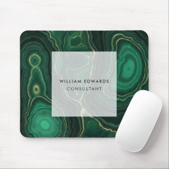 Green and Gold Malachite Marble Stone Mouse Pad | Zazzle