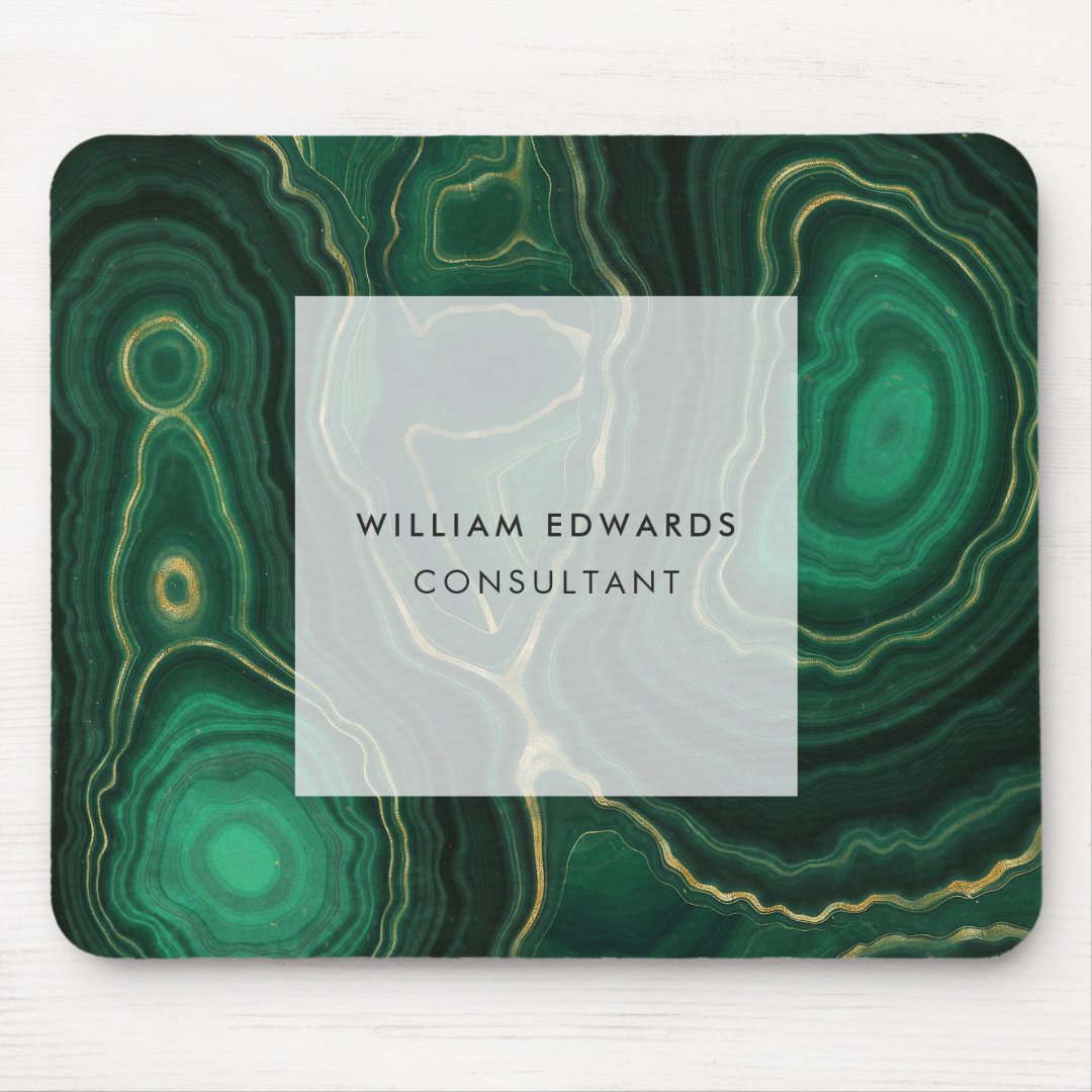 Green and Gold Malachite Marble Stone Mouse Pad | Zazzle