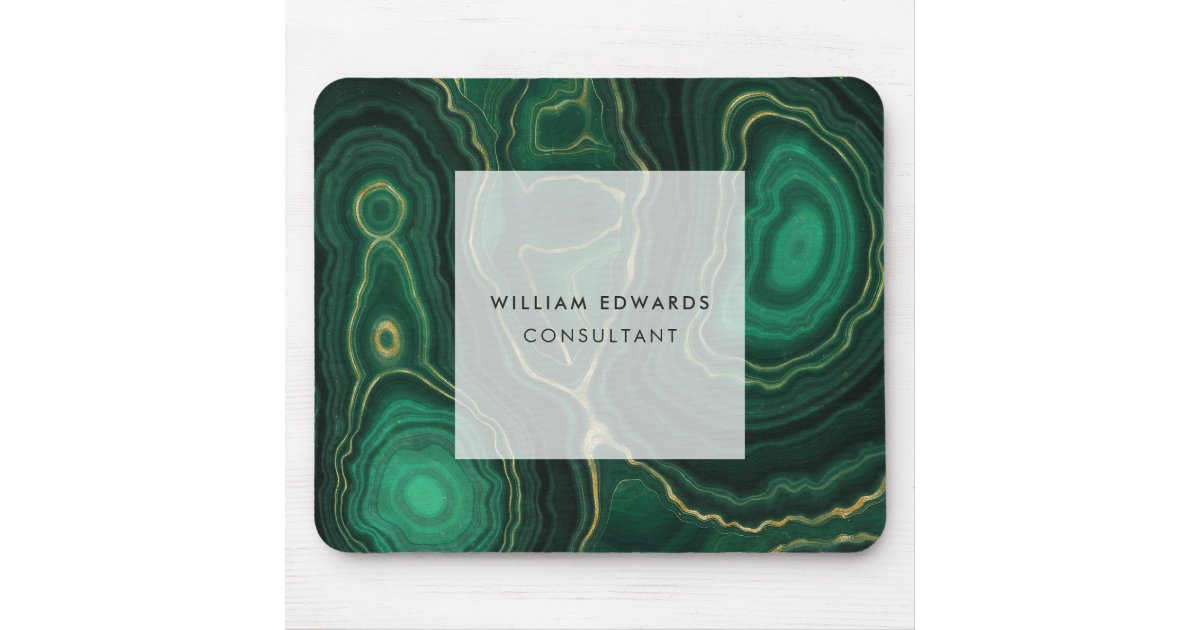 Green and Gold Malachite Marble Stone Mouse Pad | Zazzle