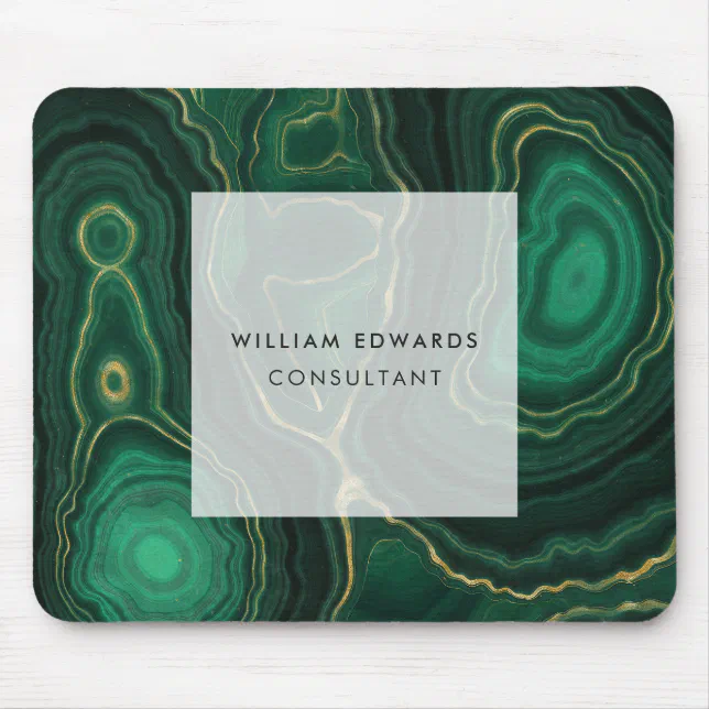 Green and Gold Malachite Marble Stone Mouse Pad | Zazzle
