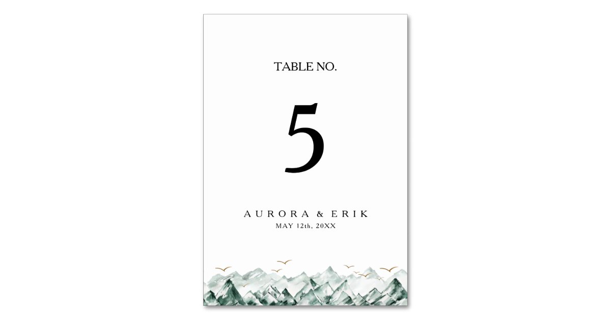 Green and Gold Mountain Table Number | Zazzle