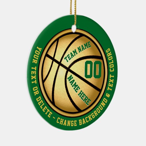 Green and Gold Personalized Basketball Ornament | Zazzle