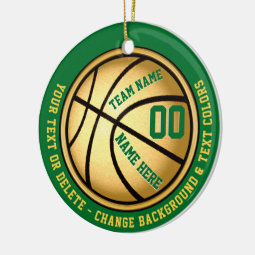 Green and Gold Personalized Basketball Ornament | Zazzle