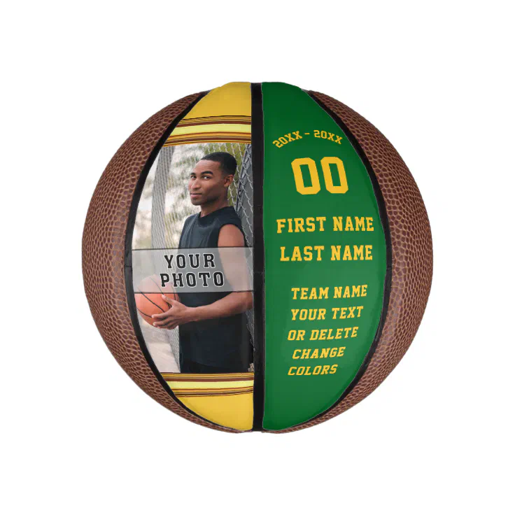 Green and Gold, Photo, Custom Mini Basketball, Mini Basketball | Zazzle