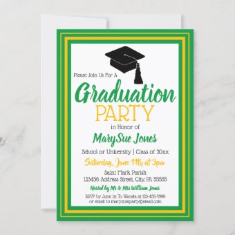 Green and Gold Photo Graduation Party Invitation | Zazzle