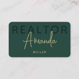 Green and Gold Realtor Broker Real Estate Agent Business Card | Zazzle