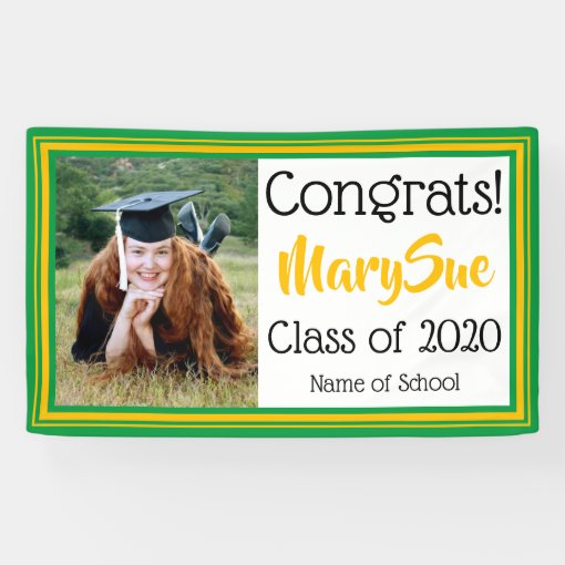 Green and Gold School Colors Photo Banner | Zazzle