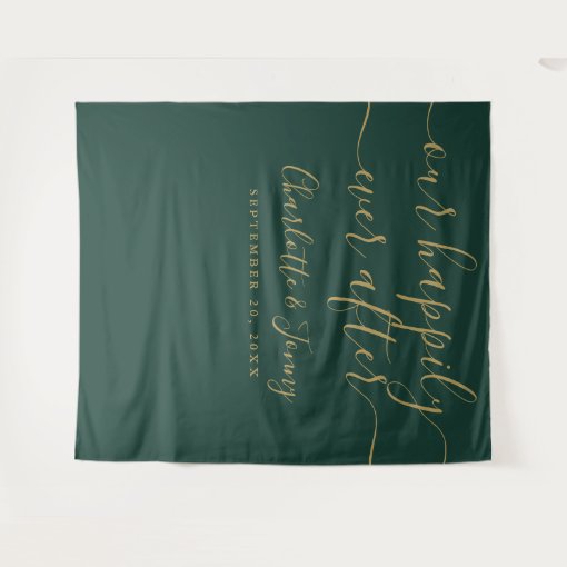 Green And Gold Script Wedding Photo Booth Backdrop | Zazzle