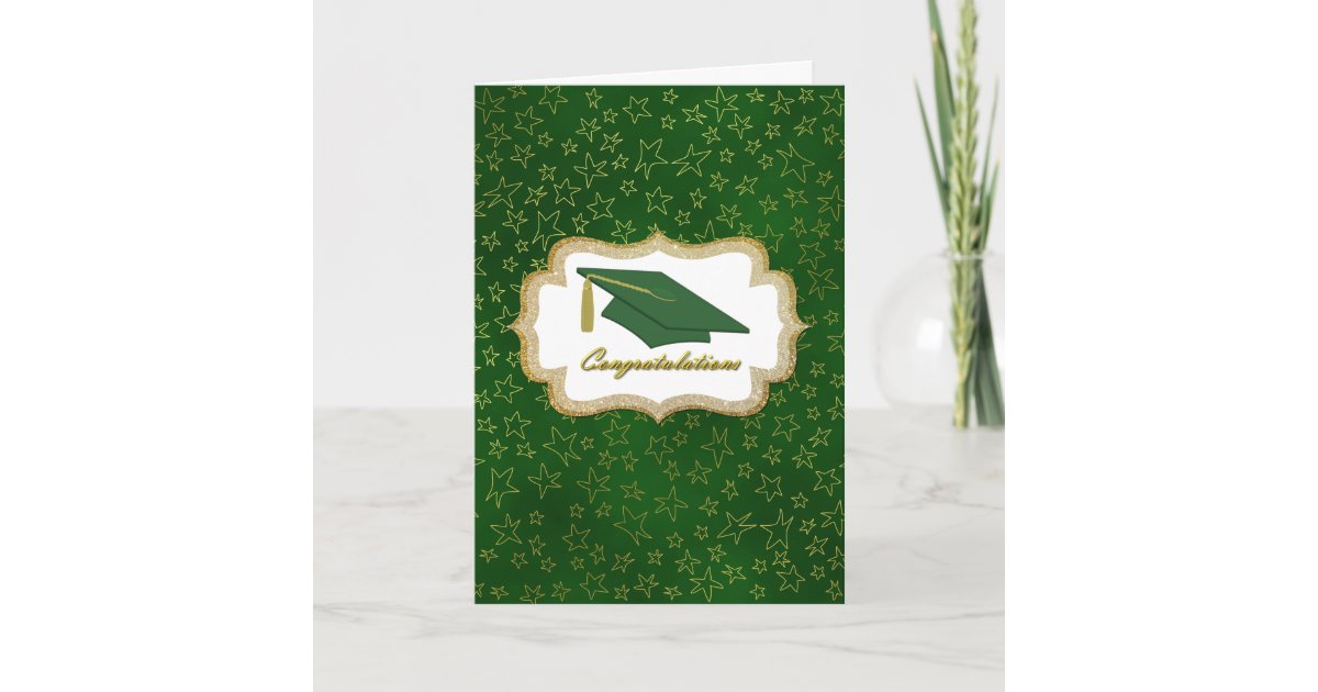 Green and Gold Stars Graduation Card | Zazzle