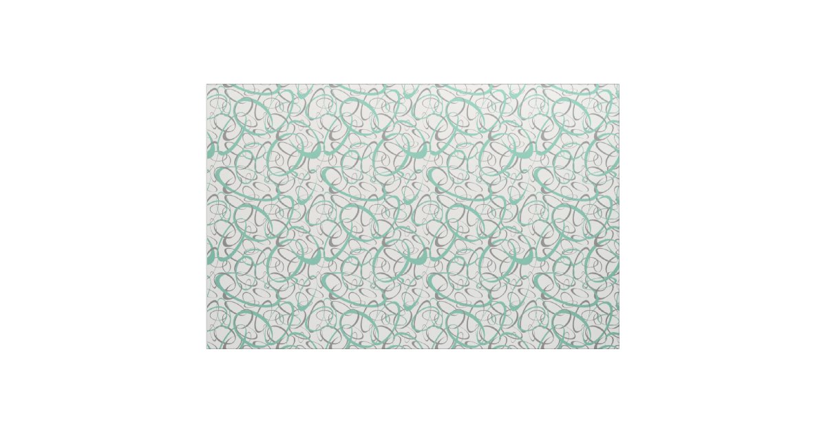 Green and Gray Retro Shapes Pattern Fabric | Zazzle