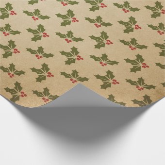 Green and Kraft Retro Christmas Wrapping Paper | Zazzle
