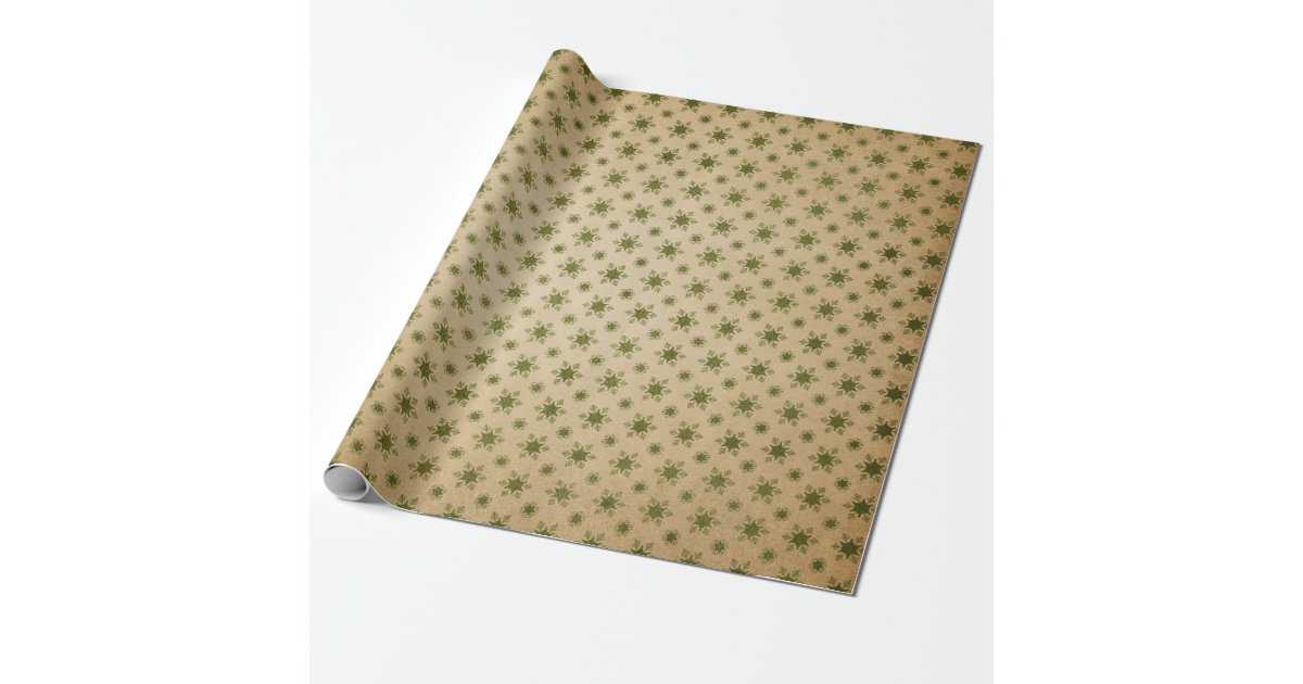 Green and Kraft Retro Christmas Wrapping Paper | Zazzle