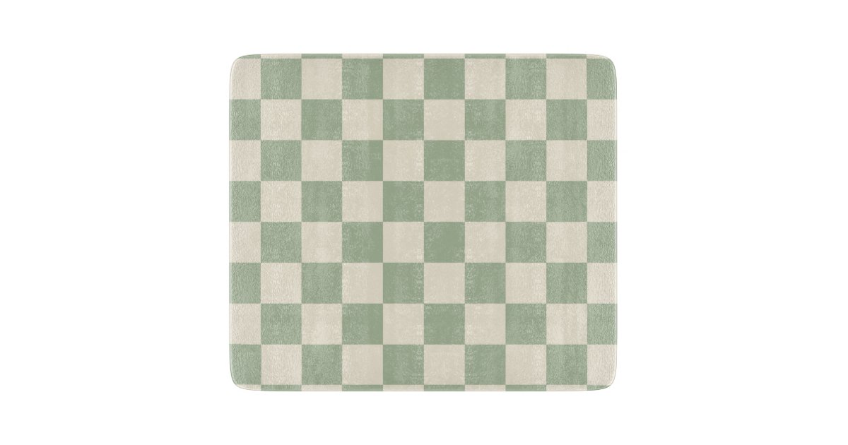 Green and Off White Checkerboard Cutting Board | Zazzle
