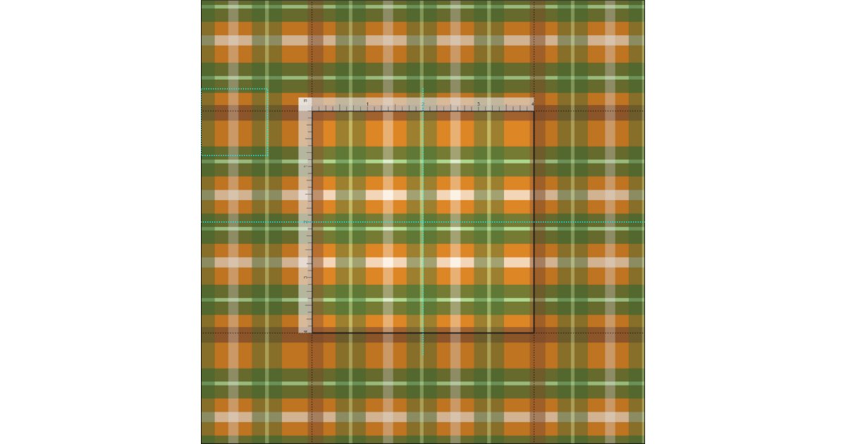 Green and Orange Fall Plaid Fabric | Zazzle