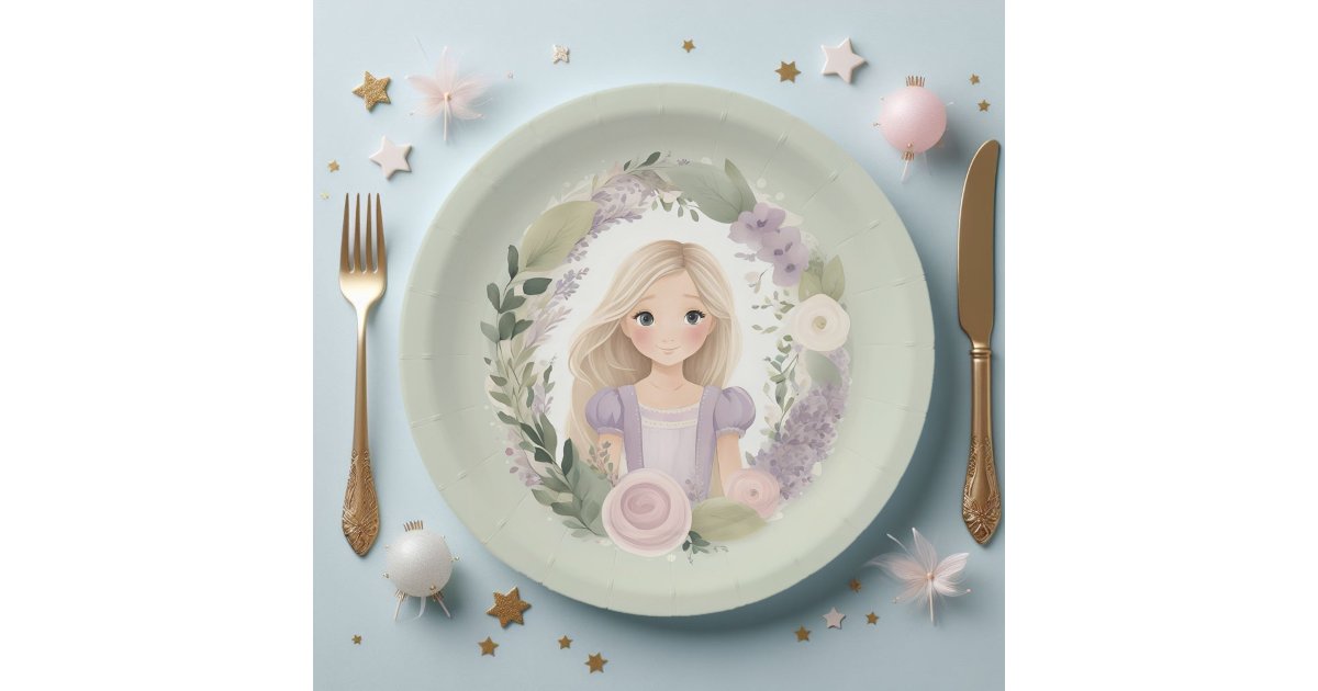 Green and Purple Rapunzel Paper Plates | Zazzle