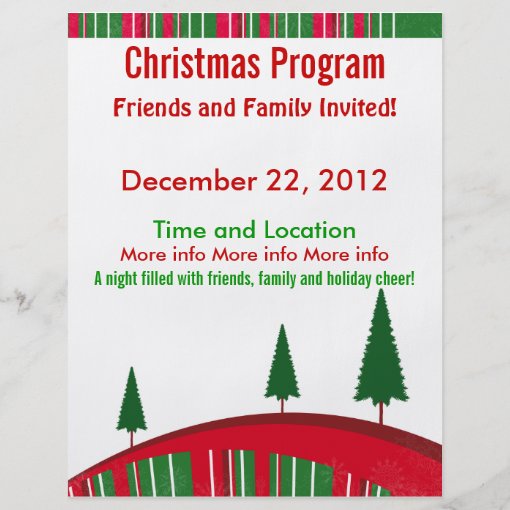 Green and Red Christmas Program Flyer | Zazzle
