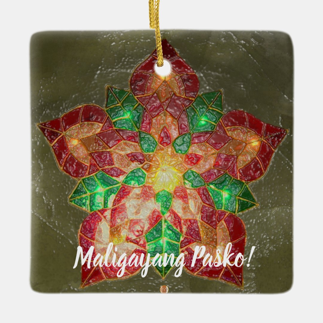 Green and Red Filipino Parol Style, Philippines Ceramic Ornament | Zazzle